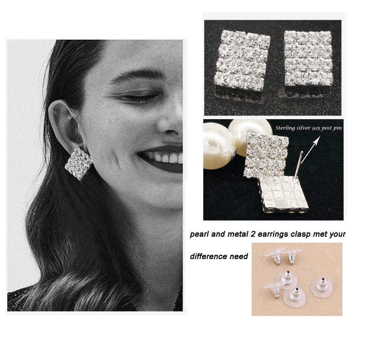 Yamberdoly Rhinestone Choker Necklaces for Women Silver Diamond Choker Necklace Set Sexy Rhinestone Wedding Choker 5 Rows