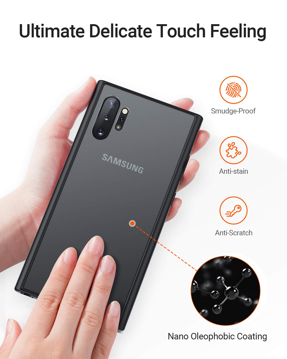 TORRAS [Shockproof Galaxy Note 10 Plus 5G Case/Galaxy Note 10 Plus Case, Translucent Matte Case with Soft Edges Slim Protective Case for Samsung Galaxy Note 10+, Black