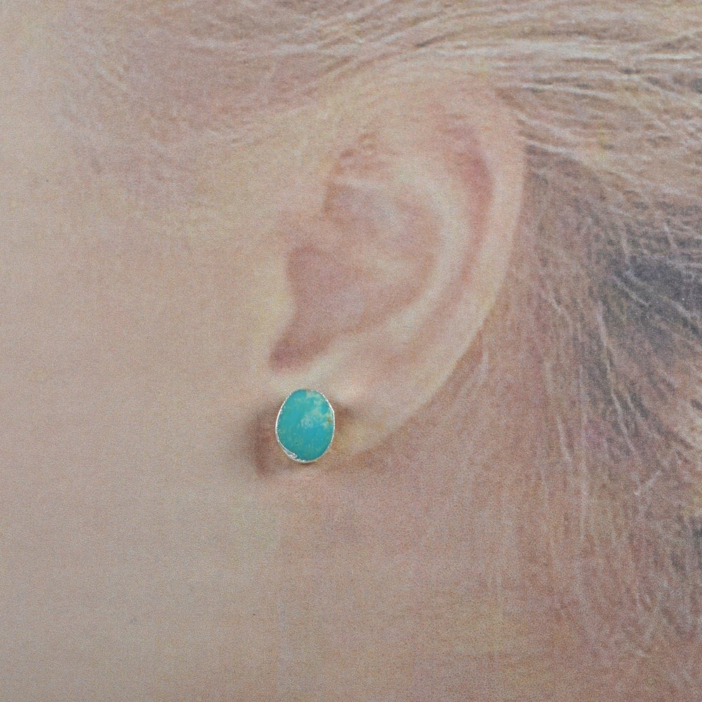 ZENGORI 1 Pair 925 Sterling Silver Natural Freeform Turquoise Stud Earrings Women Jewelry SS043