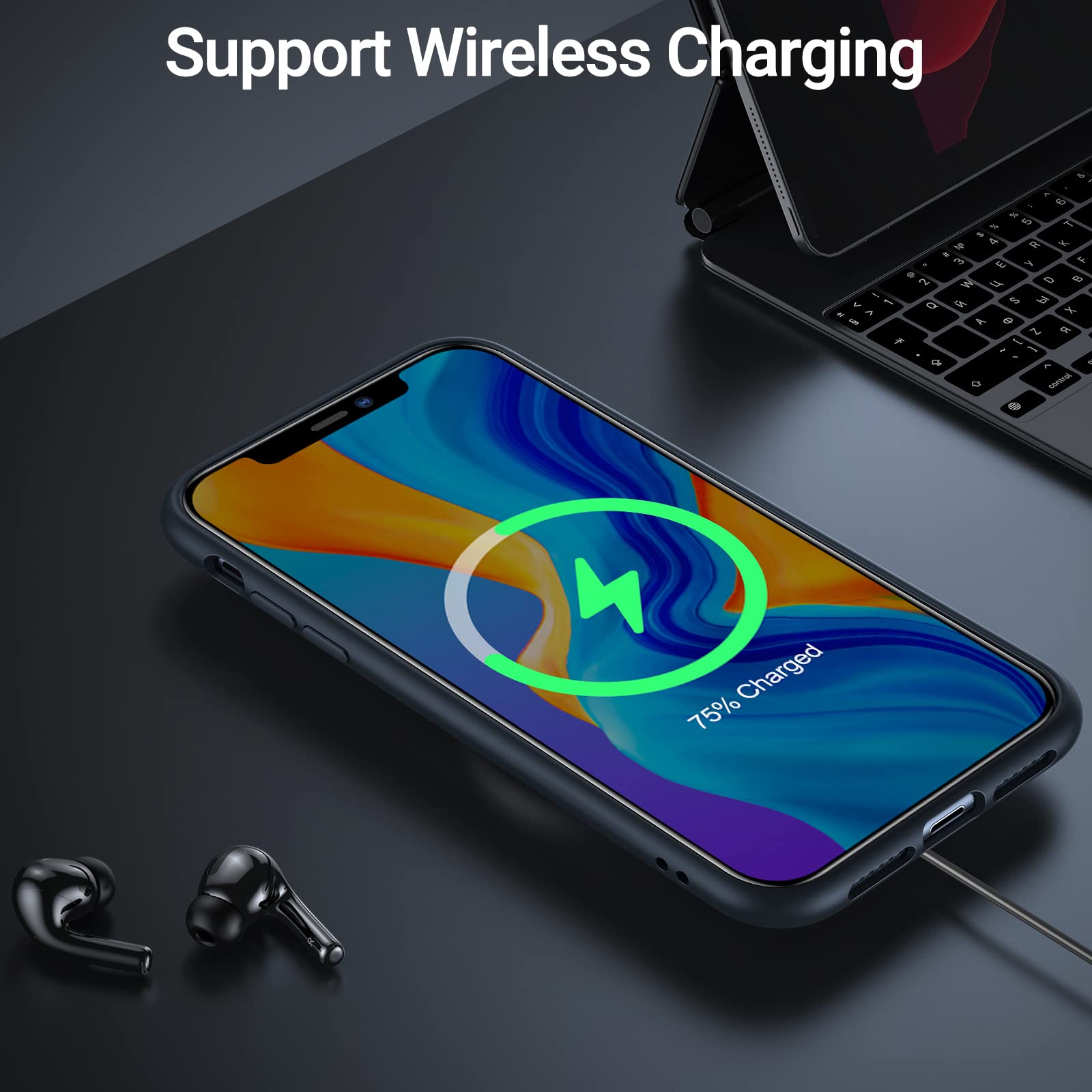 TORRAS Shockproof Compatible for iPhone XR Case [8 FT Military Grade Drop Tested] Translucent Matte Hard PC Back iPhone XR Phone Case with Soft Silicone Edge Slim Protective Case for iPhone XR, Black