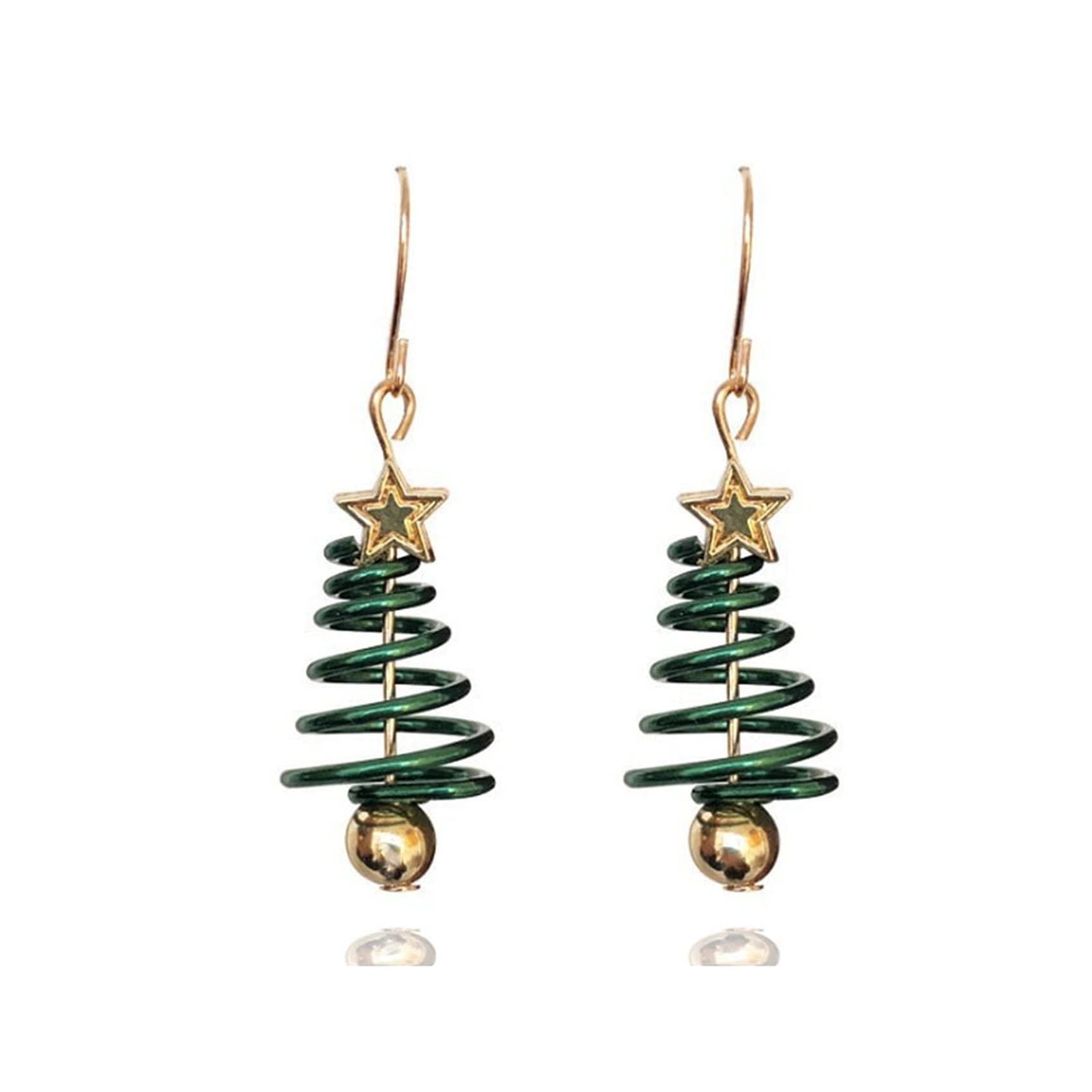 Underleaf Cute Vintage Christmas Snowman Earrings for Womens Girls, Xmas Holiday Jewelry Drop Dangle Earrings (christmas tree)