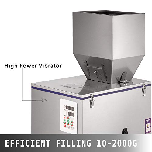 VEVOR 2000g Filler 10-15 bag/min, Full Automatic Particle 18 cm Film Width, Powder Weighing Filling Machine for Industries, Silver