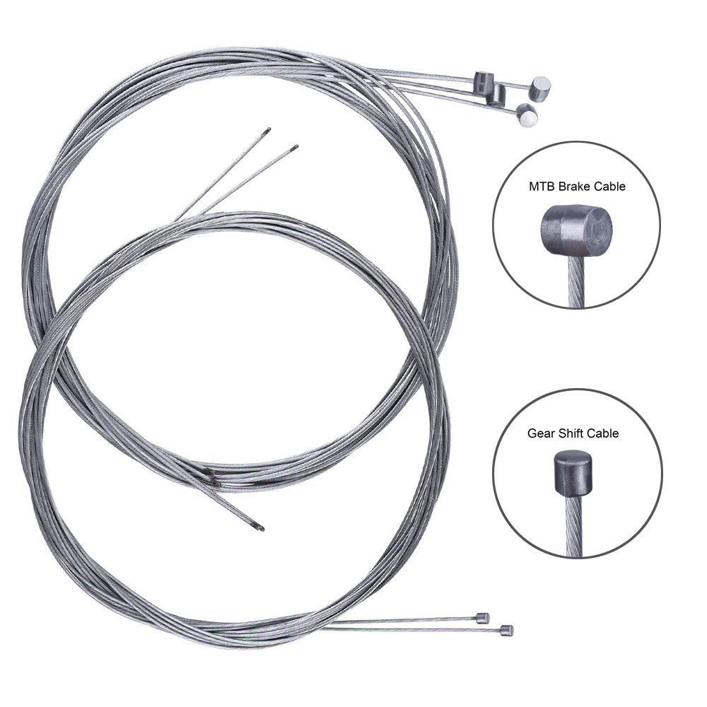 YAKAMOZ 2-in-1 Universal Bike Bicycle Shift Derailleur Cable & Brake Cable Housing Replacement Kit for Moutain Road Bike Cycling Repairing