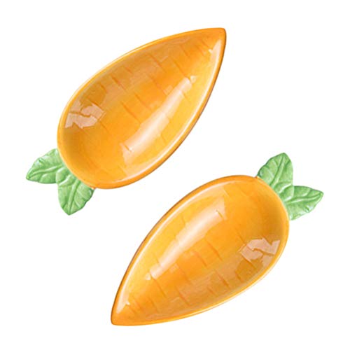 UPKOCH Veggie Platter 2pcs Ceramic Carrot Shape Dishes Dipping Bowls Appetizer Plates Sauce Platter Dinnerware Kids Cutlery