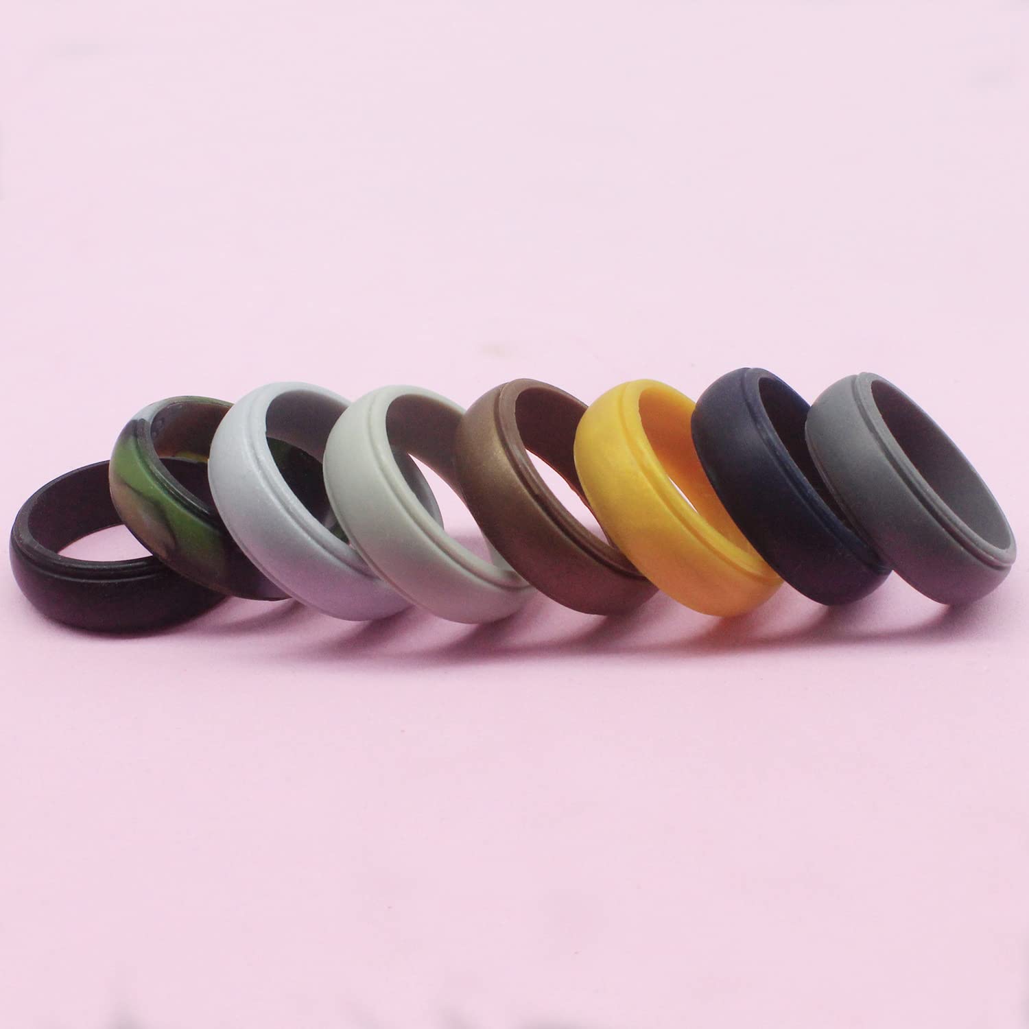 SHNIAN Silicone Rings - Her Weirdo & His Crazy - Matching Rings Couples Rings Custom Engraved Wedding Engagement Gift Promise Ring Black Sets, 8MM US Size 6 to 12