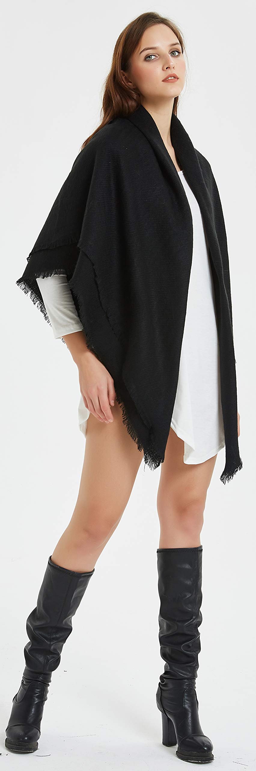 VIVIAN & VINCENT Women's Soft Fall Winter Blanket Scarf Shawls and Wraps for Evening Dress Bridesmaid Wedding Bridal Black