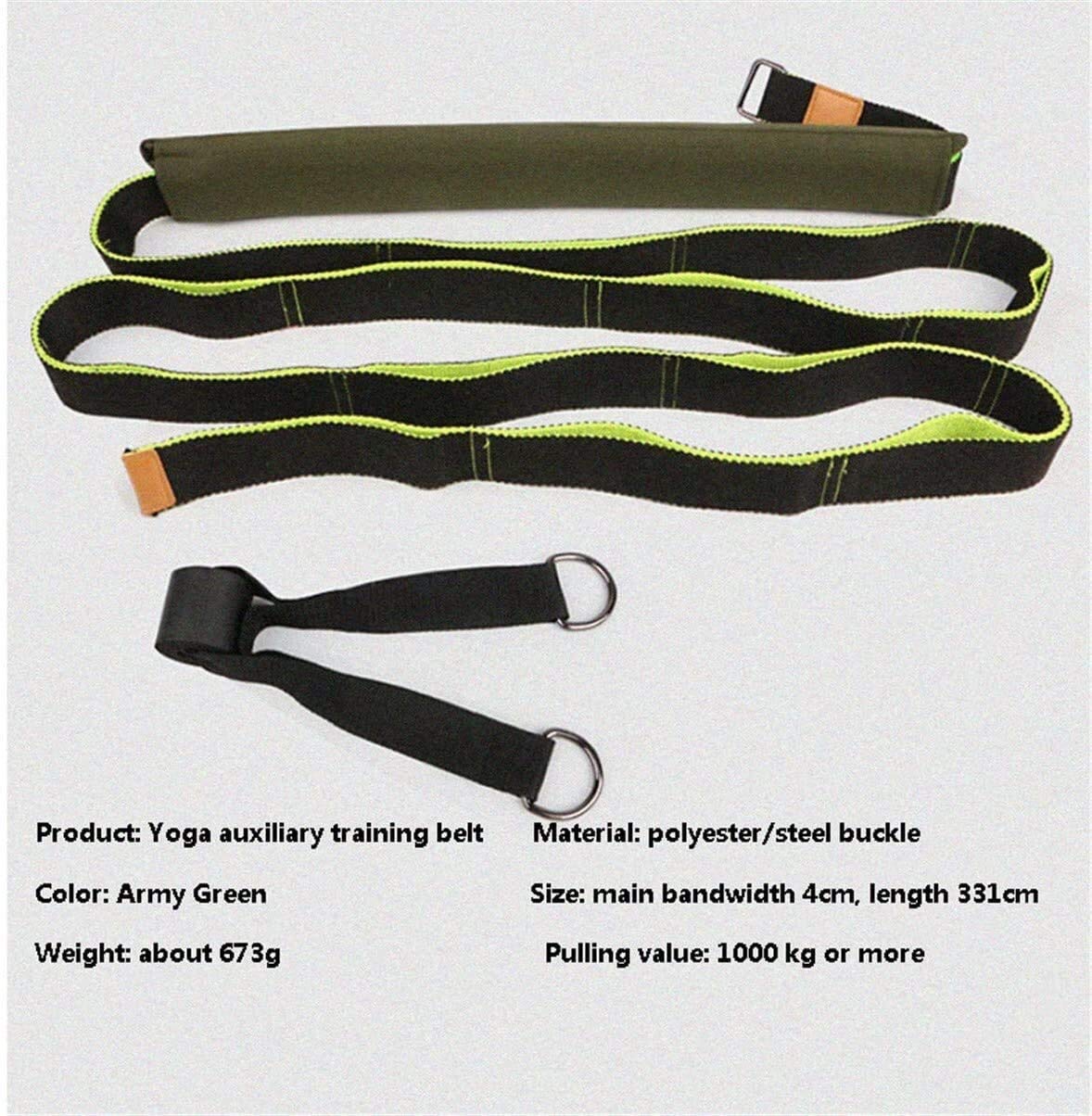 ZCM Belt Yoga Rope Leg Lacing Stretching Yoga Accessories Dance Soft Opening Lower Waist Trainer Elastic Pull Rope(Color:Green+Black)