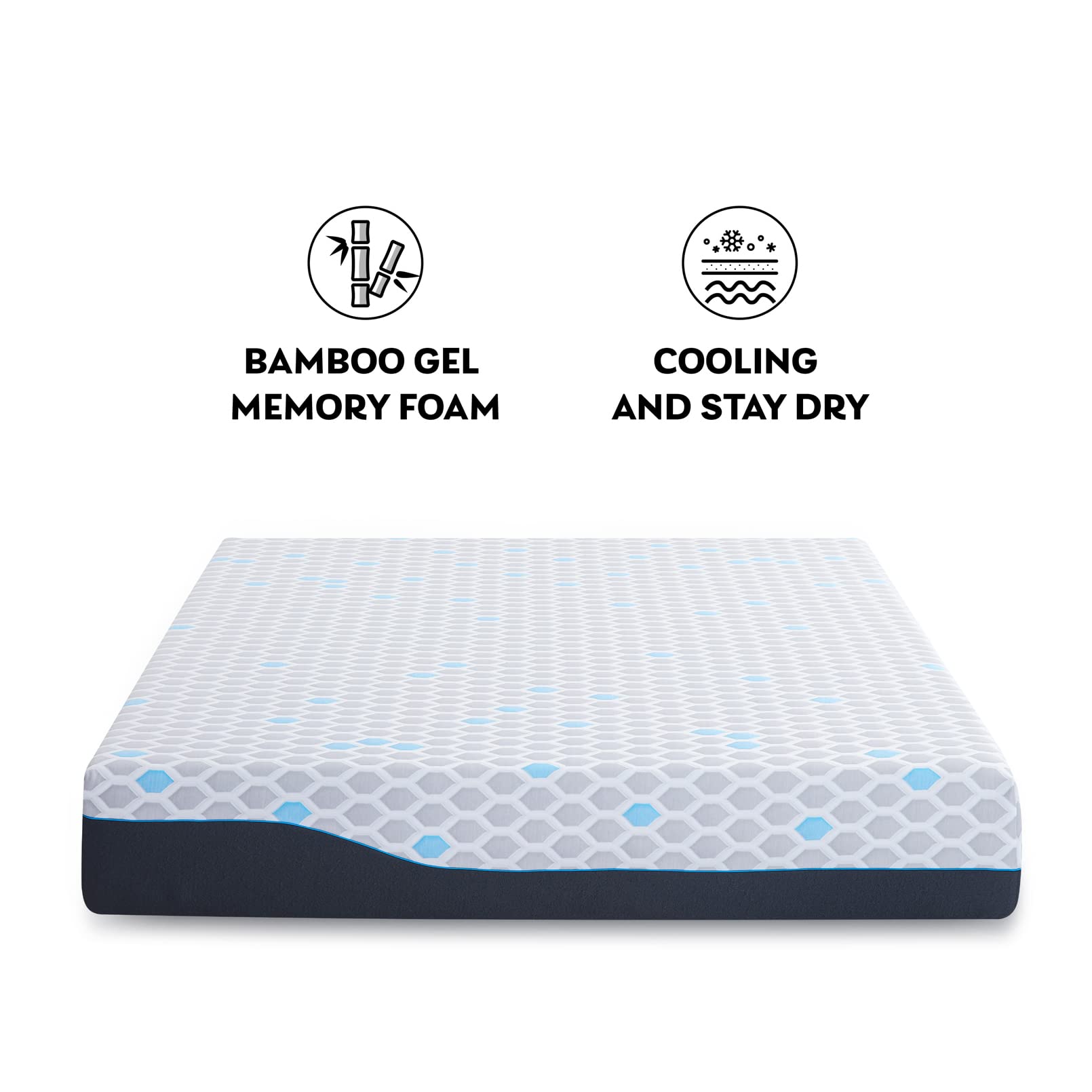 TMEOSK Queen Size Mattress, 10 Inch Gel Memory Foam Mattress with Infused Bamboo Charcoal, Mattress in a Box for Cool Sleep & Balance Support & Pressure Relief