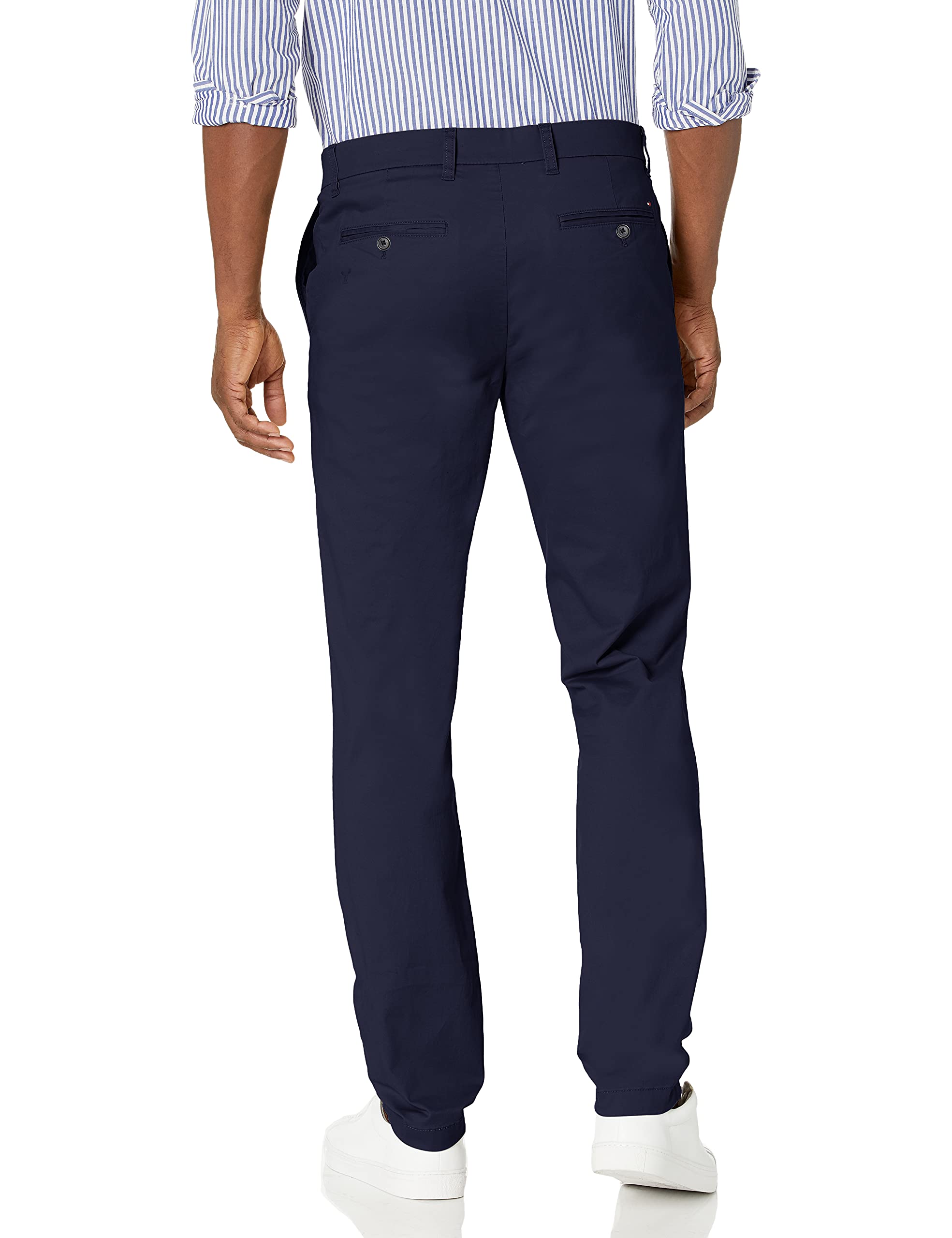 Tommy Hilfiger men's Stretch Chino in Slim Fit Casual Pants, Navy Blazer, 33W x 30L US