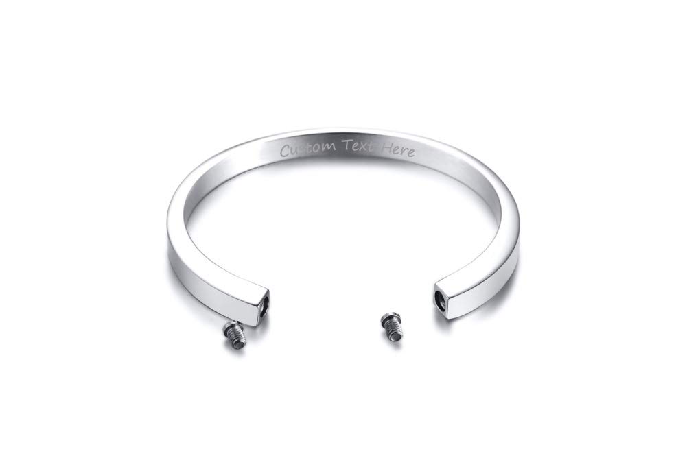 VNOX Personlized Custom Remembrance Keepsake Jewelry Stainless Steel Cremation Urn Bangle Bracelet for Ashes