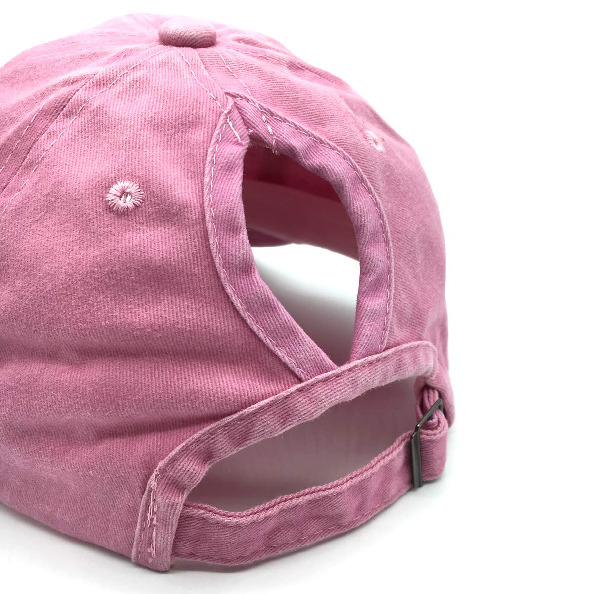 Waldeal Girls' Cute Ponytail Hat Distressed Adjustable Kids Plain Baseball Dad Cap Pink
