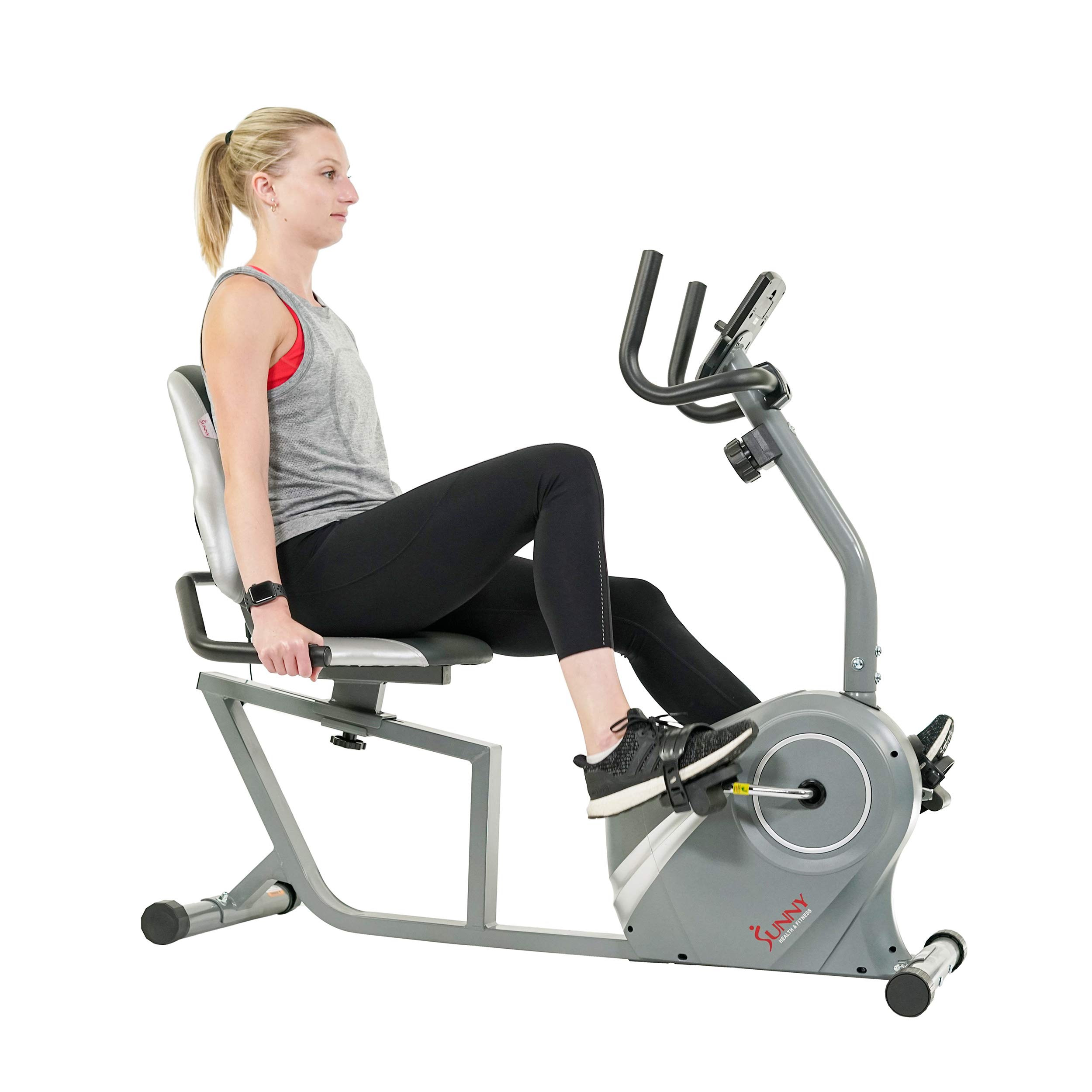 Sunny Health & Fitness Recumbent Bike - SF-RB4876, silver