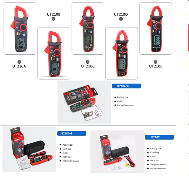 UNI-T UT210B True RMS 200A AC Mini Clamp Meters Ammeter NCV Test Professional Multimeter Digitais LCD Backlight MAX MIN