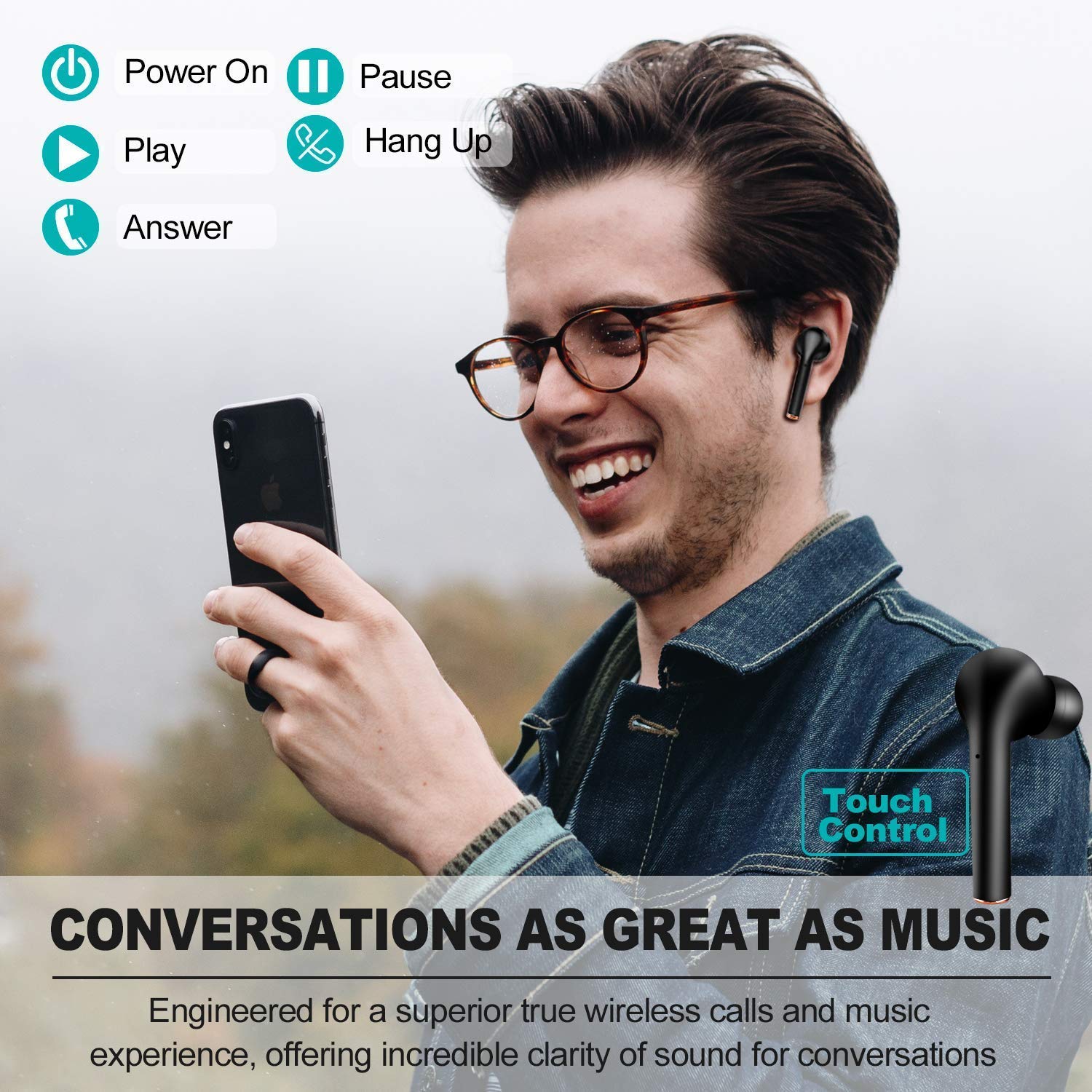 Wireless Earbuds GeeeKpods V5.0 Bluetooth Wireless Headphone 35 Hours Playback time IPX7 Waterproof with Charging with Built-in Microphone stereobox Fit for Running