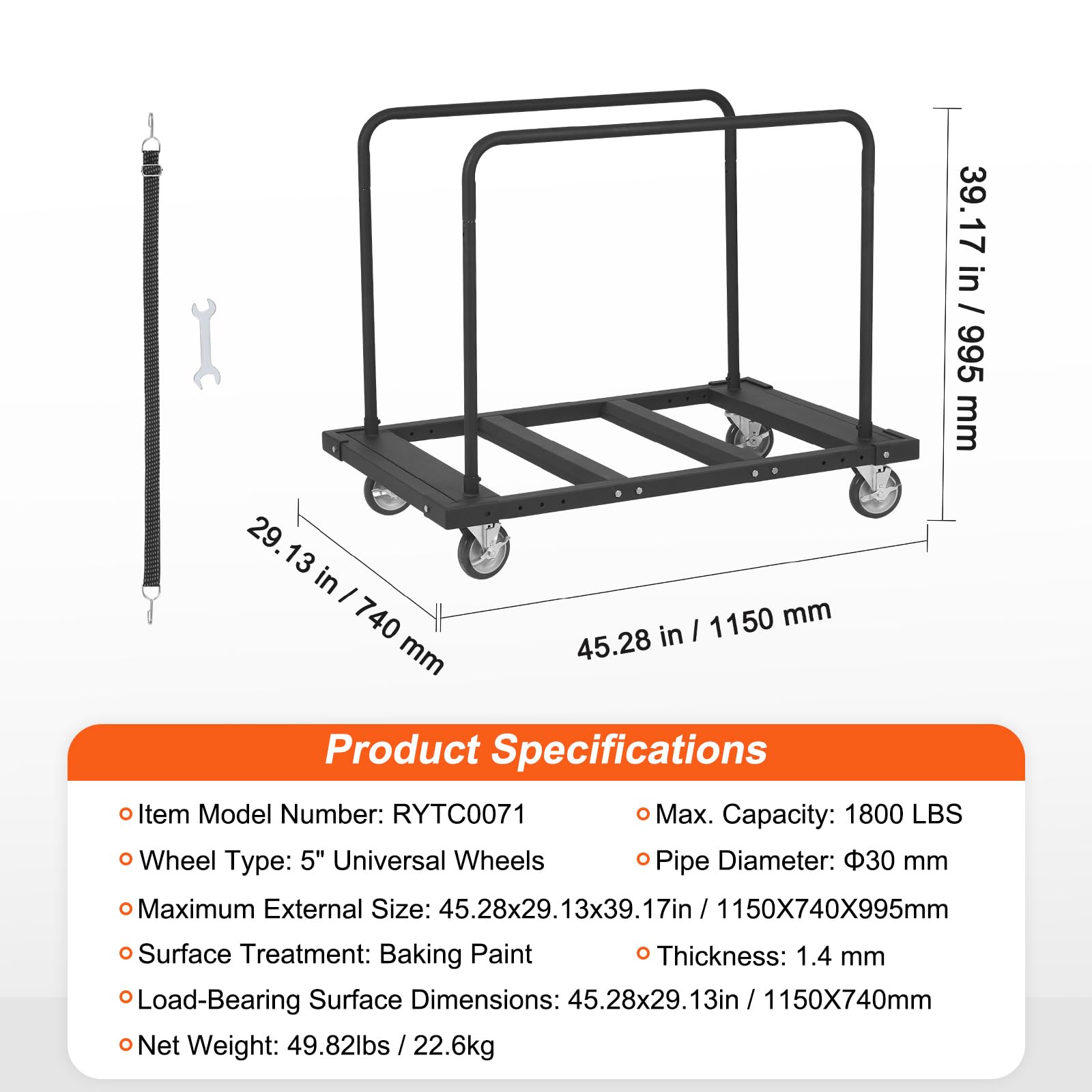 VEVOR Folding Table Cart, Black-New