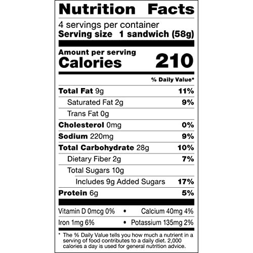 Smucker's Uncrustables Frozen Peanut Butter & Strawberry Jam Sandwiches, 4 Count, Thaw & Eat