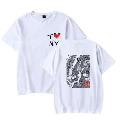 Tommyinnit Tommy Loves NY T-Shirt Merch Casual Short Sleeved T Shirt Unisex Tee (White,Medium)