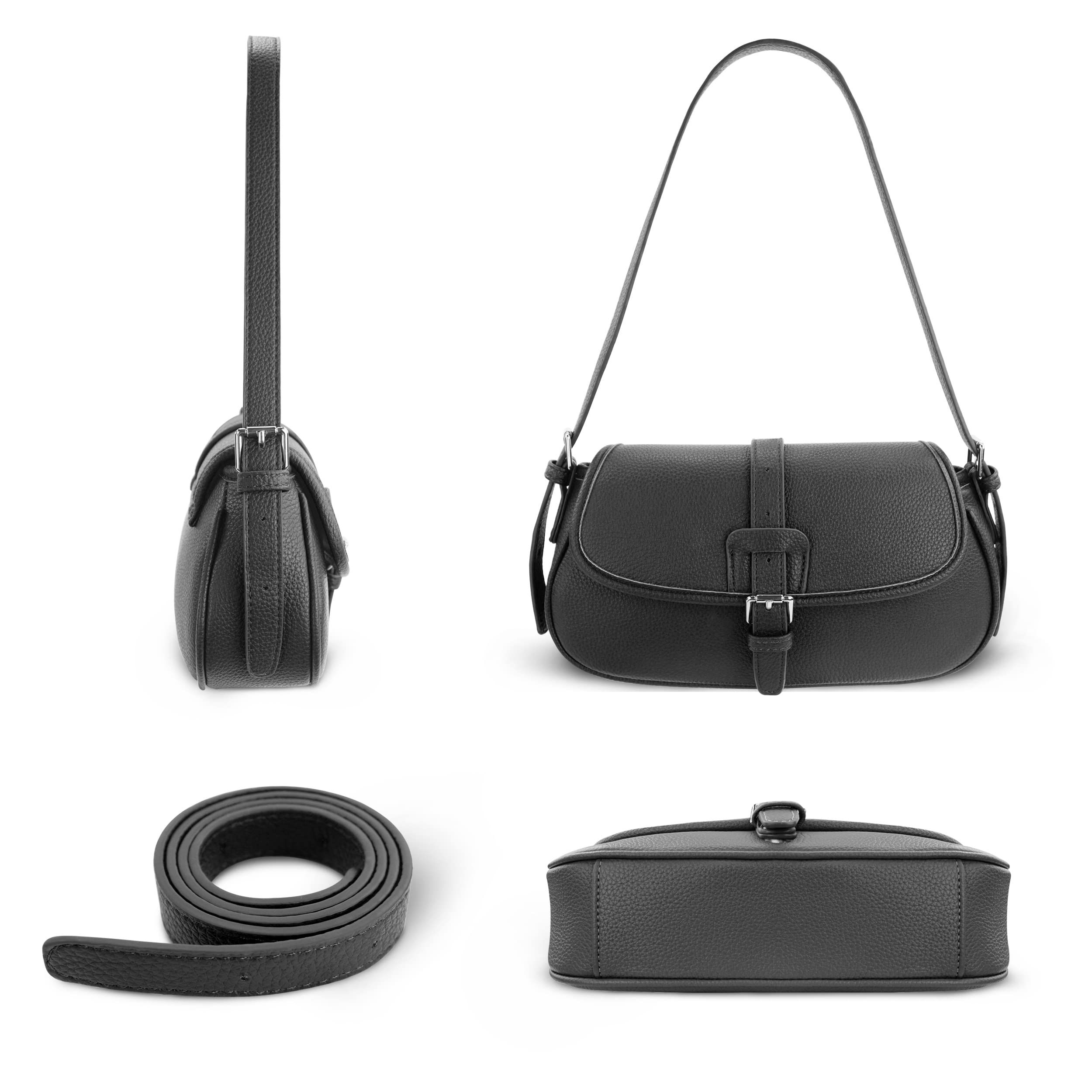 Whale Power Small Shoulder Bag for Women Fashion Faux Leather Purses Handbag Soft Lightweight Bags with Adjustable Strap