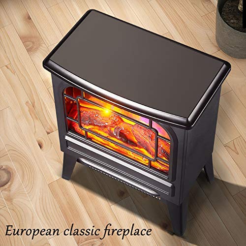TEmkin Electric Stove Fireplace Heater, 1800W Freestanding Fires Modern Fireplace Portable Stove Realistic Flame Real Logs Burning Effect
