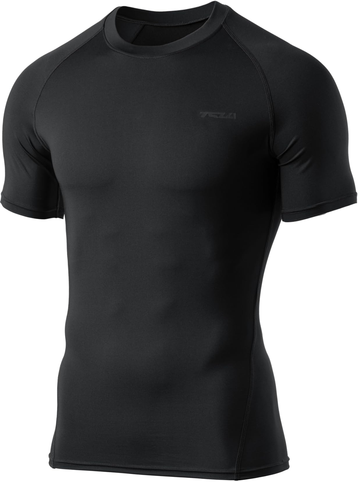 TSLA Men's Thermal Short Sleeve Compression Shirts, Athletic Sports Base Layer Top, Winter Gear Running T-Shirt, Heatlock Short Sleeve Black, Large