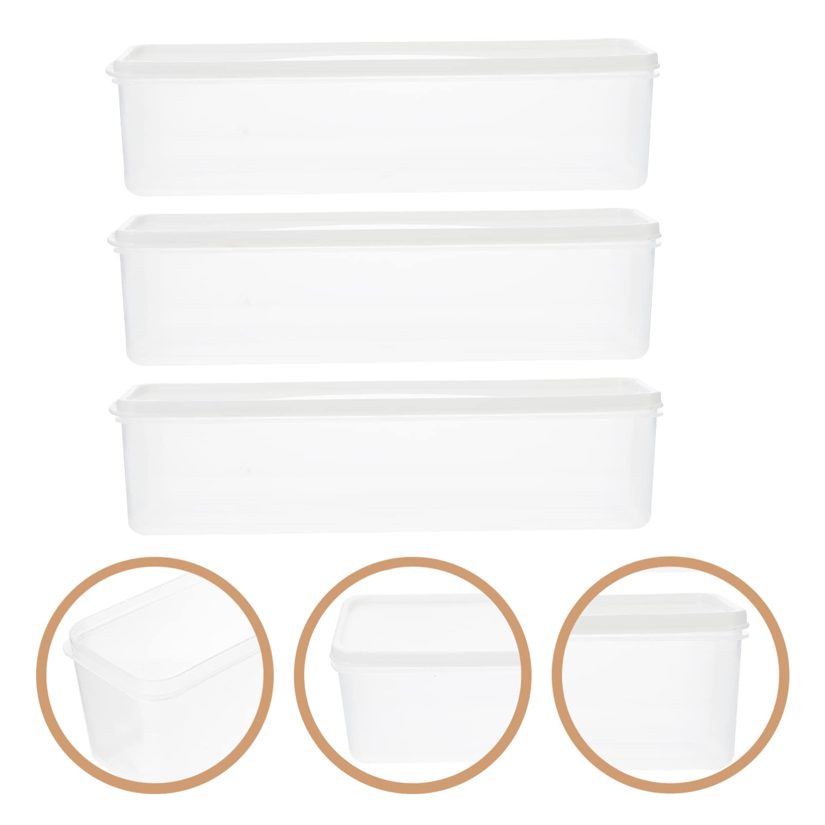 Zerodeko 3pcs Transparent Noodle Box Pp Crisper Flour
