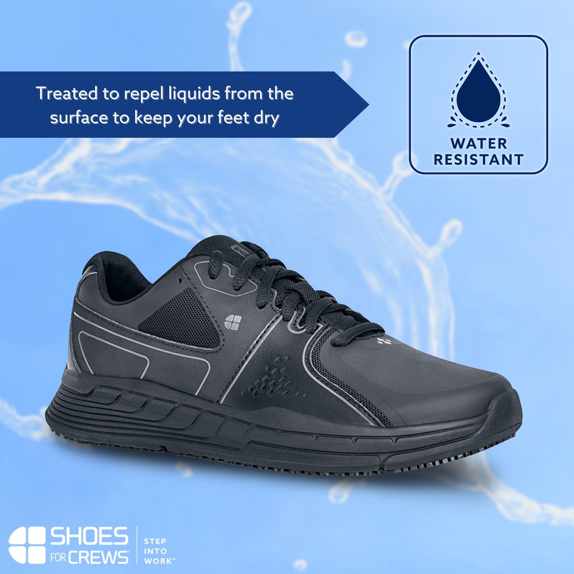 Shoes for Crews Falcon II, Women's Slip Resistant Work Shoes, Water Resistant, Black, Size 8.5