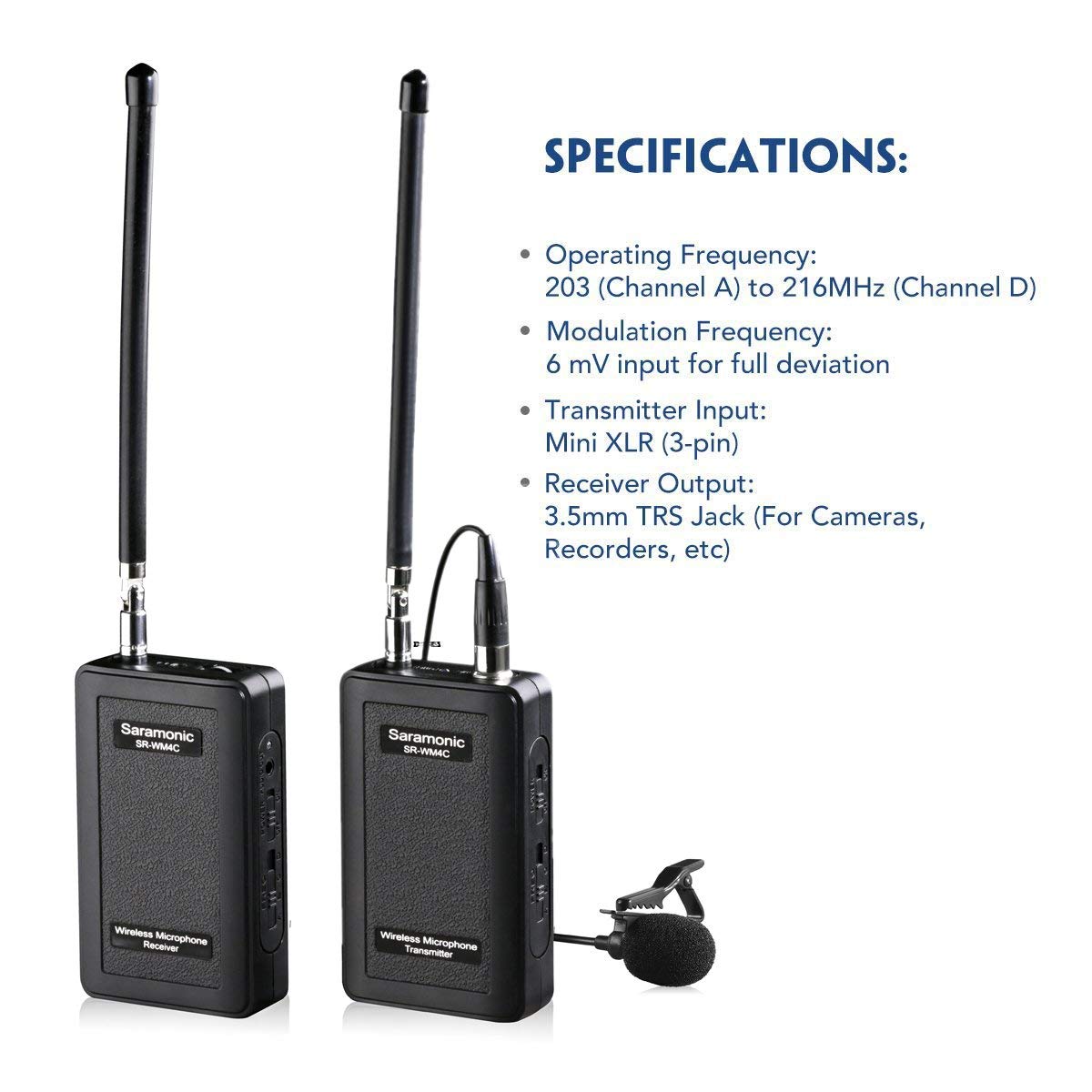 Saramonic Dual Wireless VHF Lavalier Microphone Bundle with 2 Transmitters, 2 Receivers and Audio Mixer for DSLR Cameras