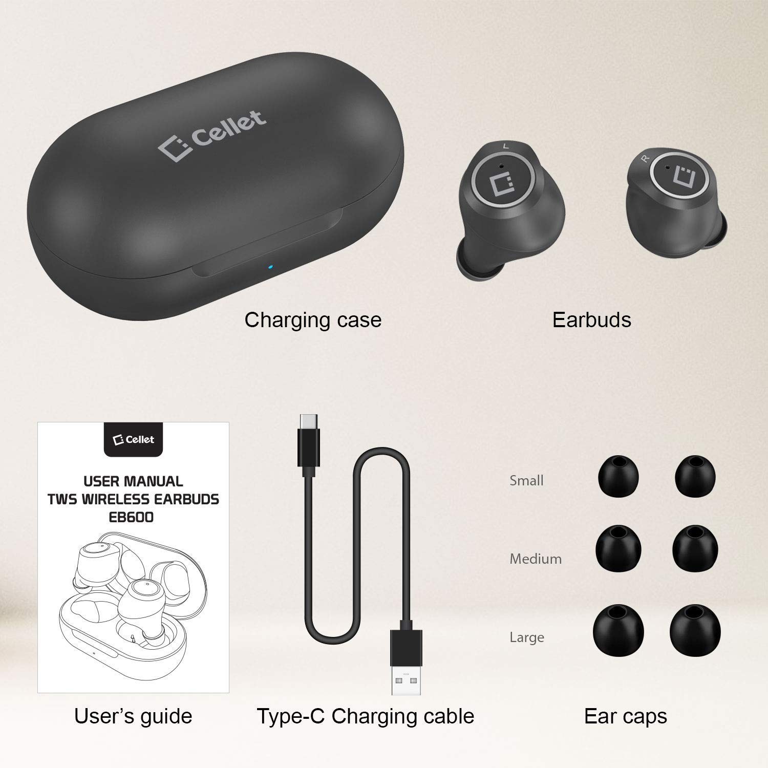 Wireless V5 Bluetooth Earbuds Compatible with Alcatel 4013M with Charging case for in Ear Headphones. (V5.0 Black)
