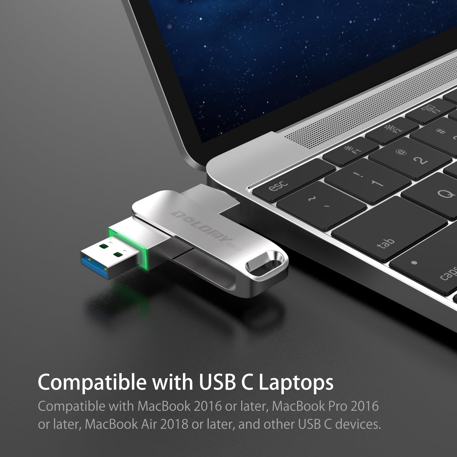 USB C Flash Drive, Dolomy 32GB USB 3.1 to USB C Thumb Drive, 2 in 1 OTG Metal USB C Memory Stick for Type C Smartphones, Tablets, PC, USB C Devices
