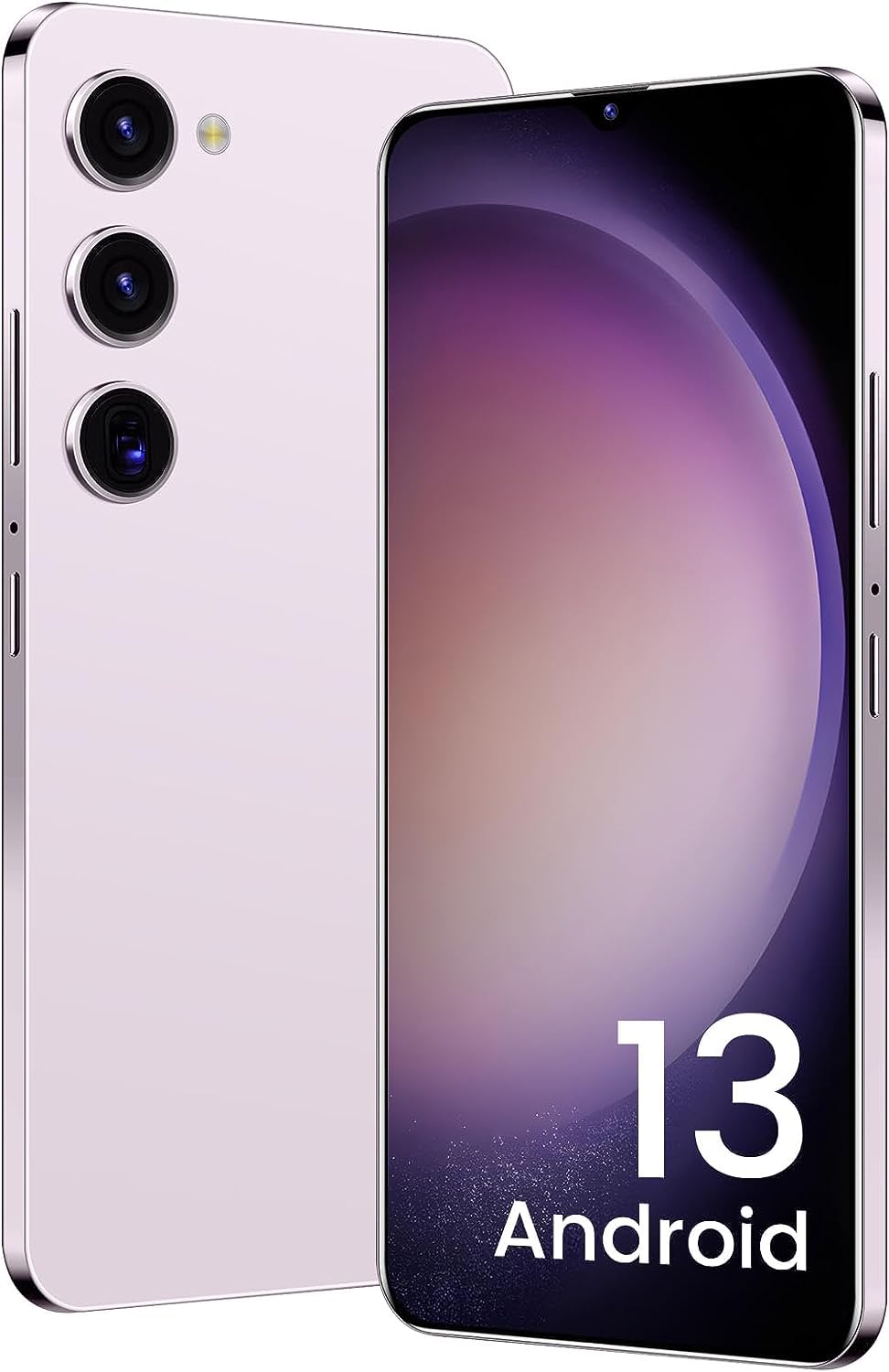 SANSHREUNI C23 Android 13 Phone Unlocked, 6GB+256GB Unlocked Cell Phones, 6.1" FHD+ Display 120HzD, Octa-Core CPU, 64MP Main Camera, 5800mAh Battery, Dual SIM, GPS, Face ID 5G Smartphone (Purple)