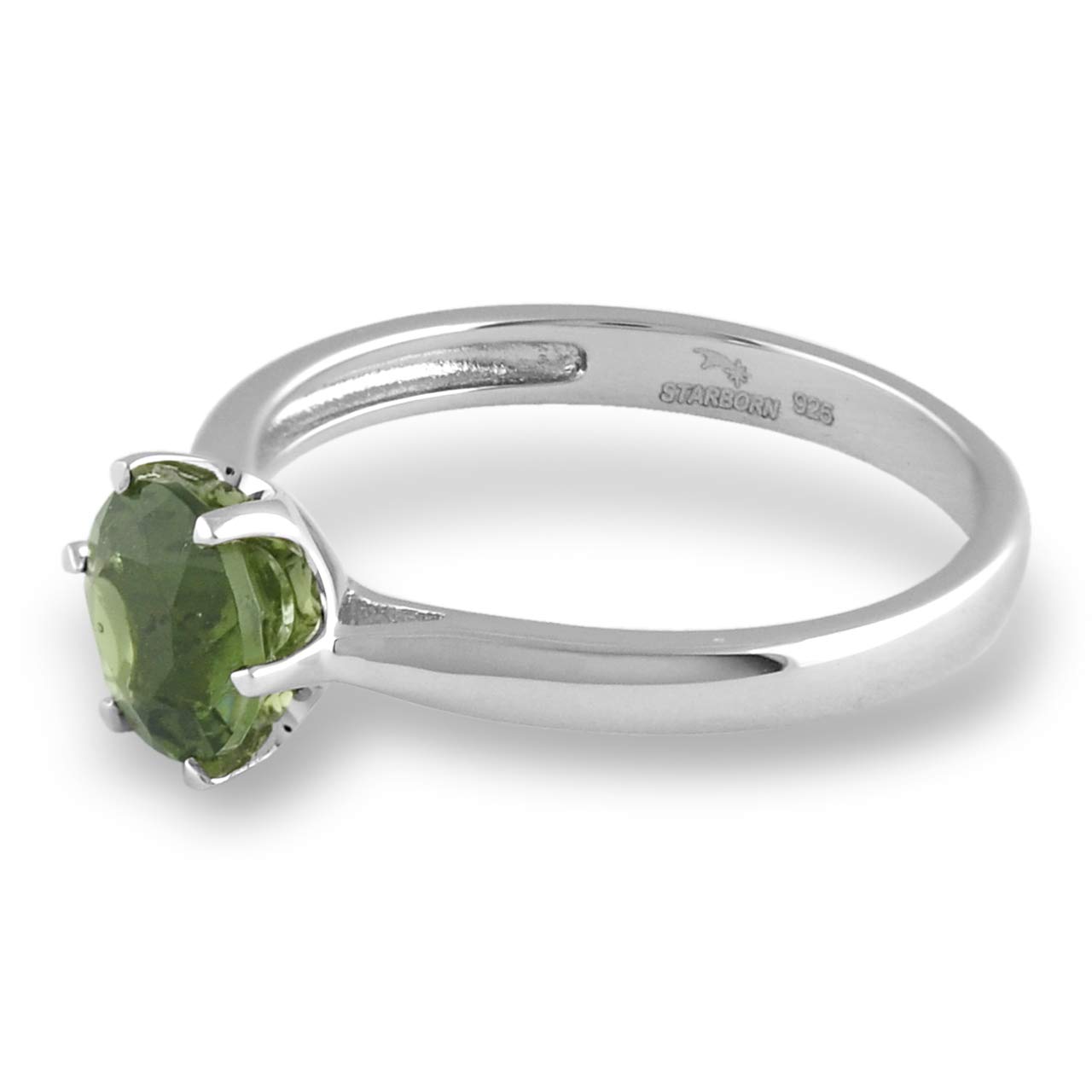 Starborn Sterling Silver Classic Style Faceted Moldavite Ring