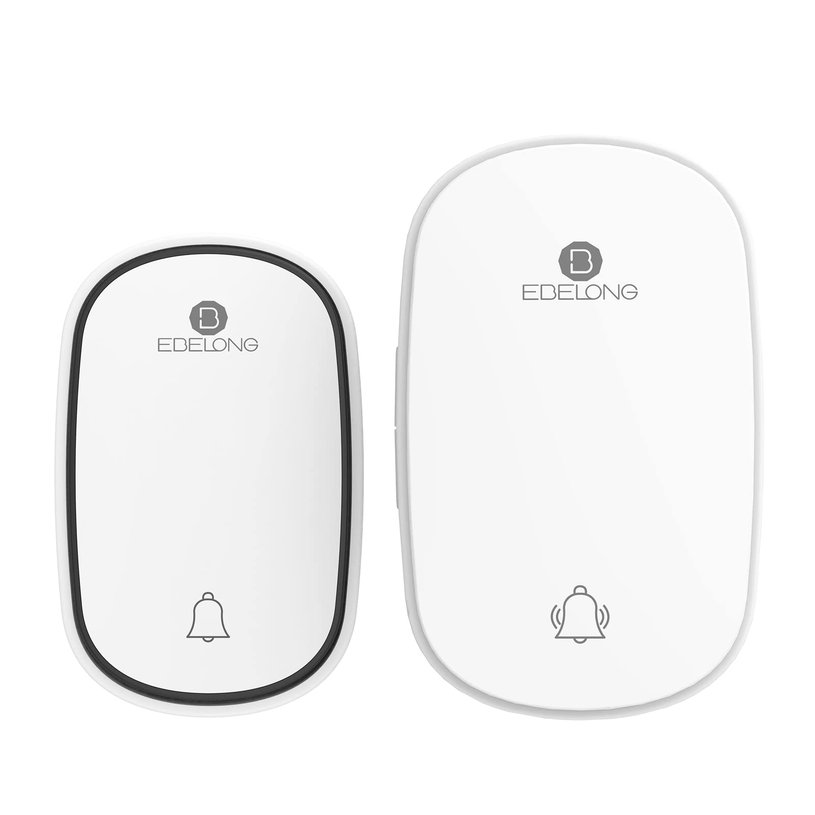 Wireless Doorbell,Self-Powered Wireless Doorbell,No battery required.IP67 waterproof rating. (White 1+2)