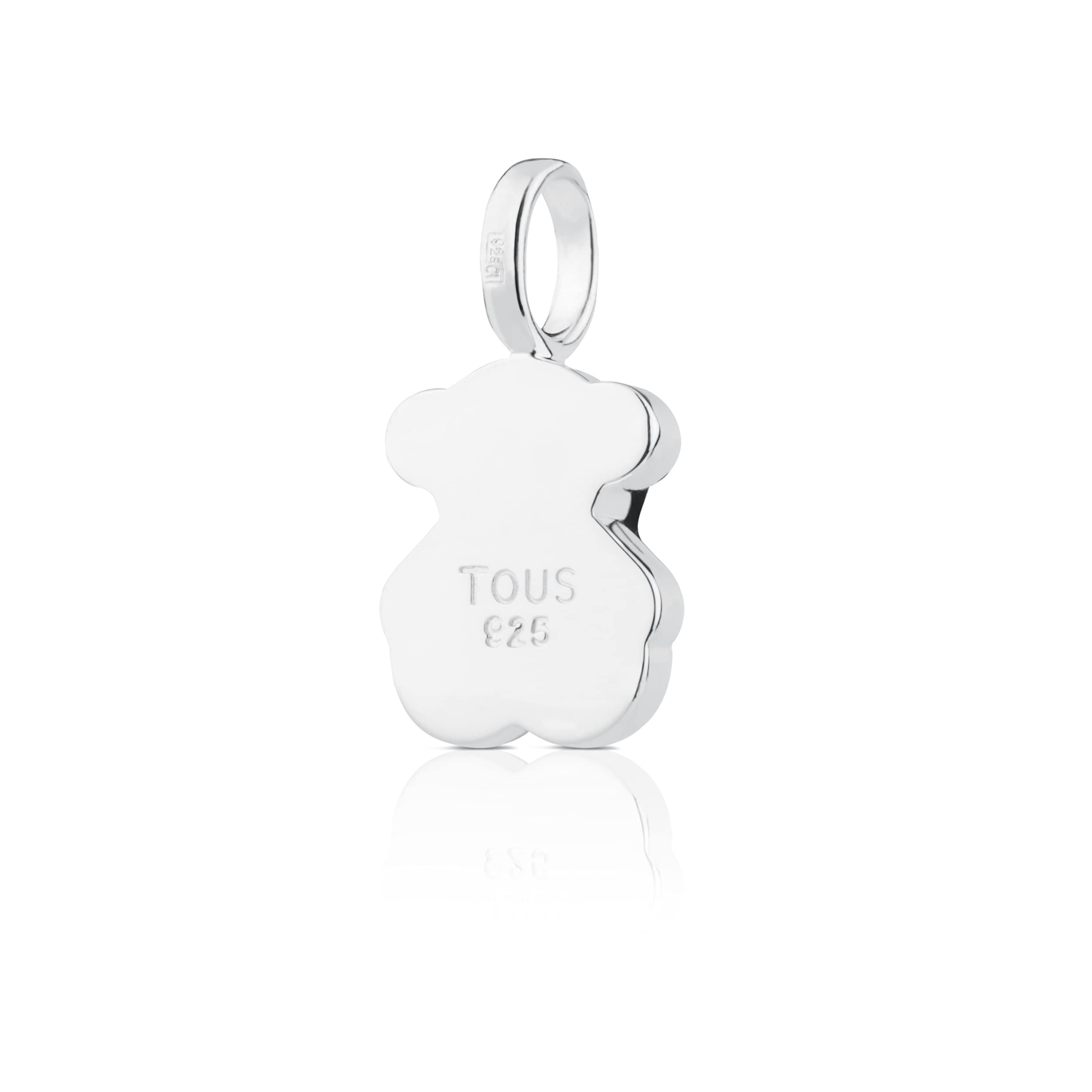 TOUS Sterling Silver and Onyx Pendant for Women with Medium Faceted Bear Motif, Size: 1.5 cm. (Chain-not included), Color Collection