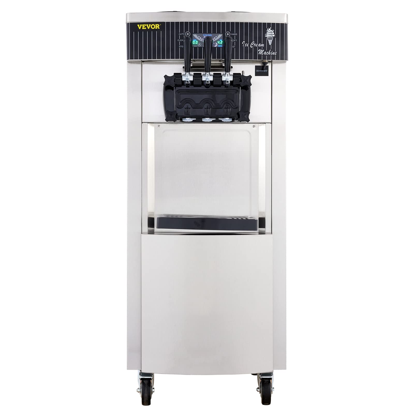 VEVOR 2200W Commercial Soft Ice Cream Machine 3 Flavors 5.3 to 7.4Gallons per Hour Auto Clean LED Panel Perfect for Restaurants Snack Bar supermarkets 2200W