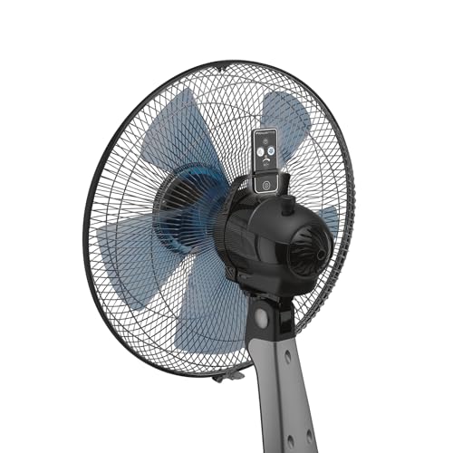 Rowenta, Desk Fan, Turbo Silence Table Fan with Remote, 18 Inches, Ultra Quiet Fan for Bedroom, Oscillating, Portable, 5 Speeds, Black, Indoor, VU2660