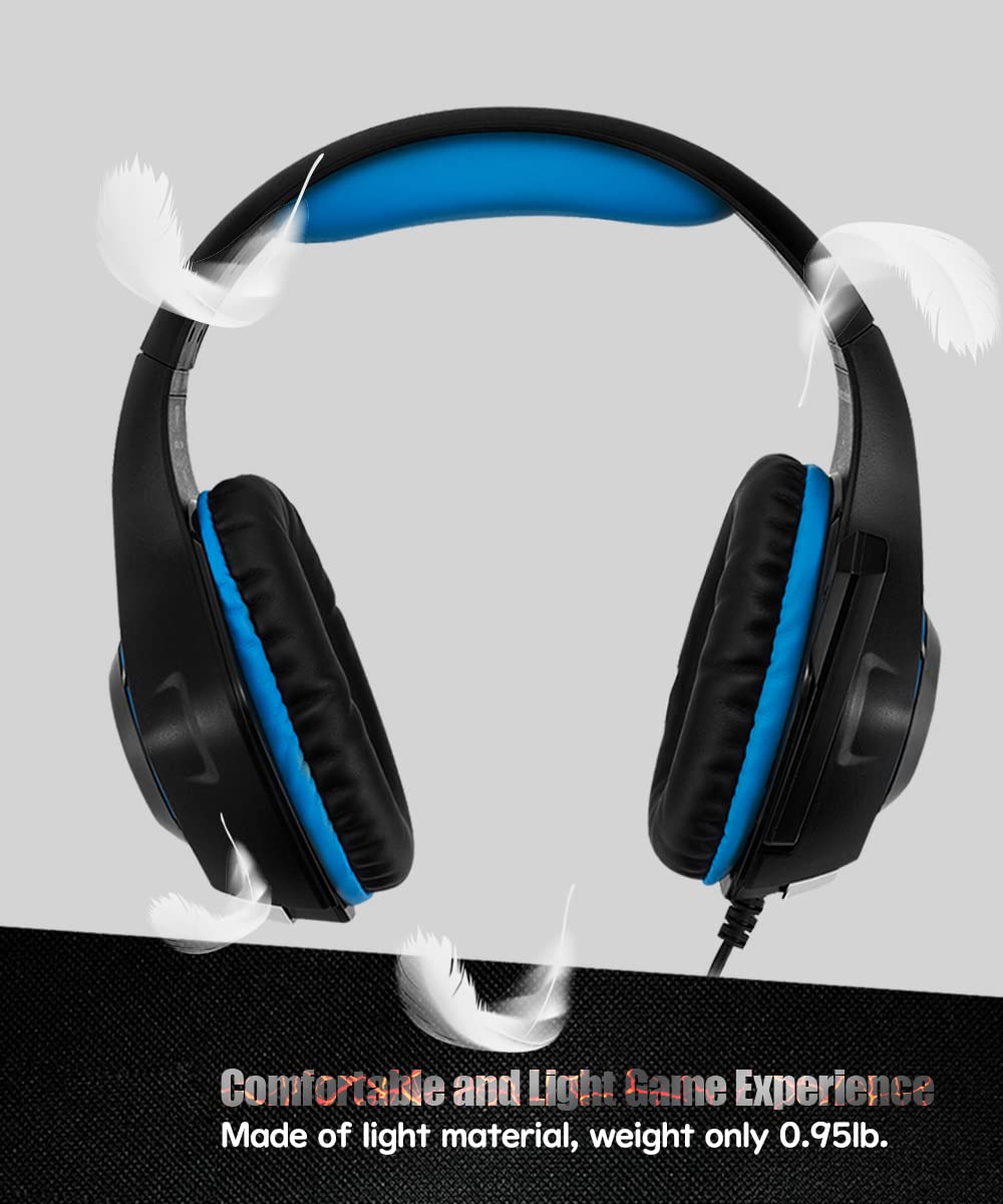 SVYHUOK Stereo Gaming Headset for PS4 Xbox One PC Controller, 3.5mm Wired Over Ear Headphones with Mic. LED Light&Memory Foam Ear Pads&Volume Control&Noise Cancelling SK-1 Kids Boys Gifts