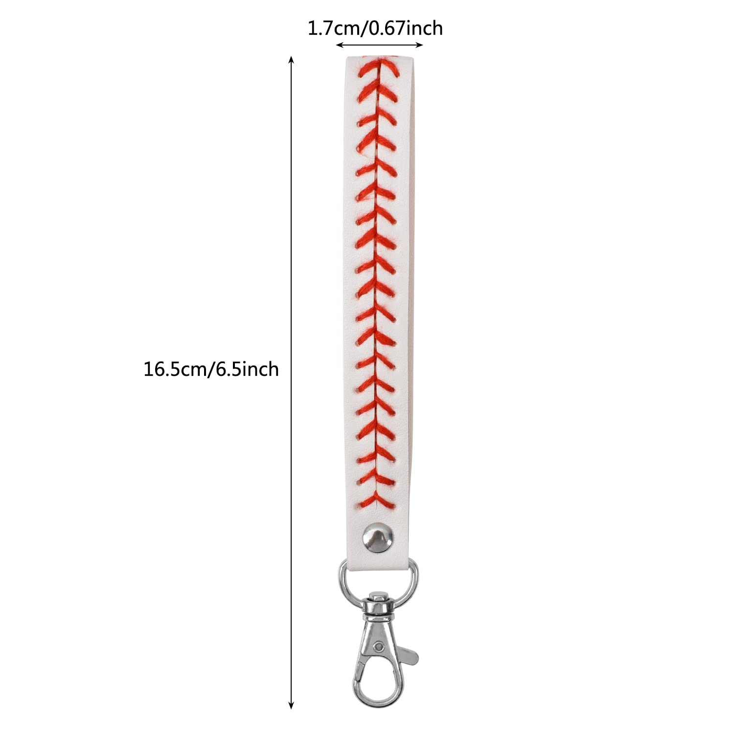 Towashine Baseball Seamed Leather Key Chain for Car Bag Purse Accessories Gifts(White)