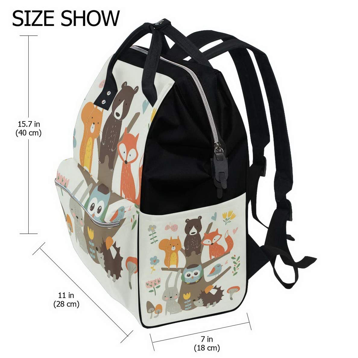Woodland Forest Animals Fox Owl Large Capacity Baby Diaper Bag Durable Multi Function Travel Backpack for Mom