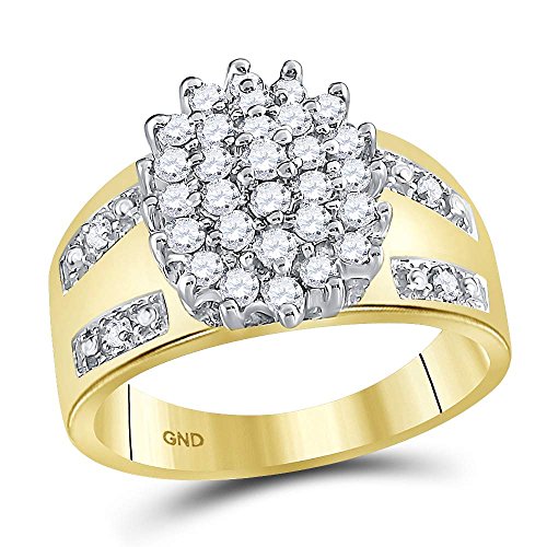 Sonia Jewels Size - 5-10k Yellow Gold Oval Shape Center Cluster Setting Round Cut Diamond Engagement Ring (1/2 cttw)