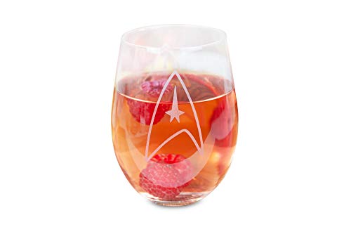 Toynk Star Trek Stemless Wine Glass Decorative Etched Command Emblem | Holds 20 Ounces