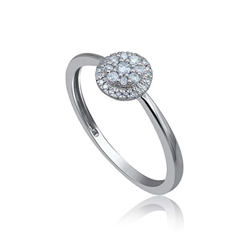TJD 1/12 Carat Natural Round Diamond Cluster Flower Ring in 925 Sterling Silver (H-I Color, I3 Clarity) US Size 7
