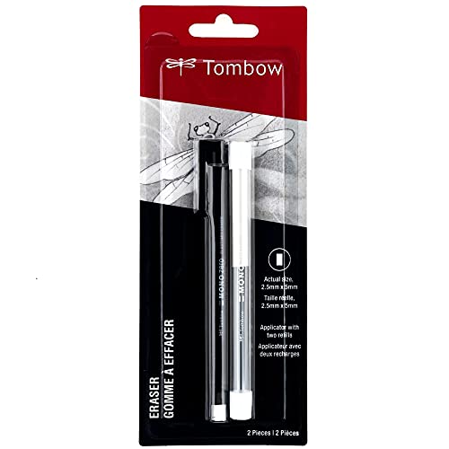 Tombow 57317 MONO Zero Eraser Value Pack, Rectangle 2.5mm. Precision Tip Pen-Style Eraser with Refill