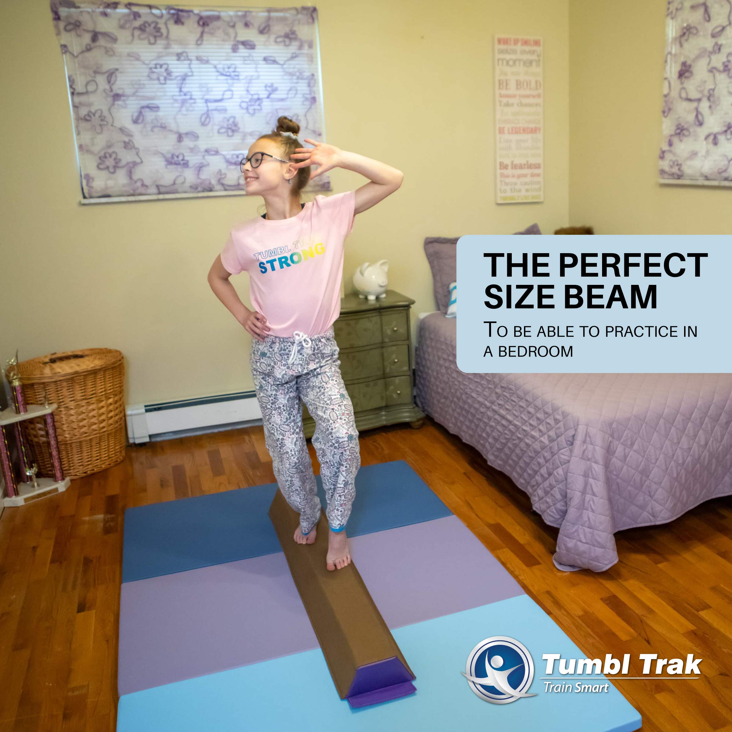 Tumbl Trak 4ft Sectional Gymnastics Training Floor Balance Beam (2 Pack), colors may vary