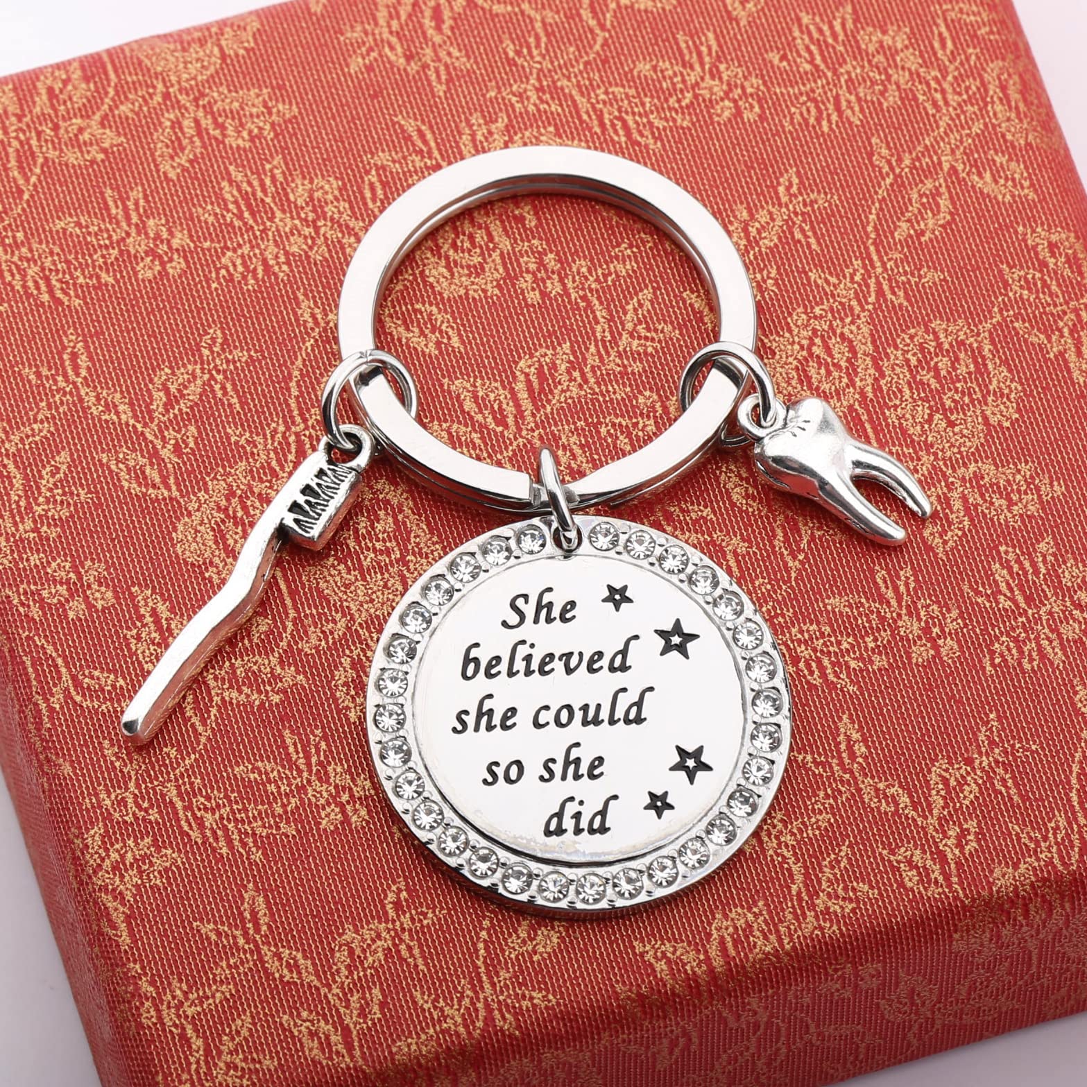 YWQBZ Dentist Jewelry Dentist Keychain She Believed She Could So She Did Keychain Dentist Graduation Gift (Dentist-she believed KS)