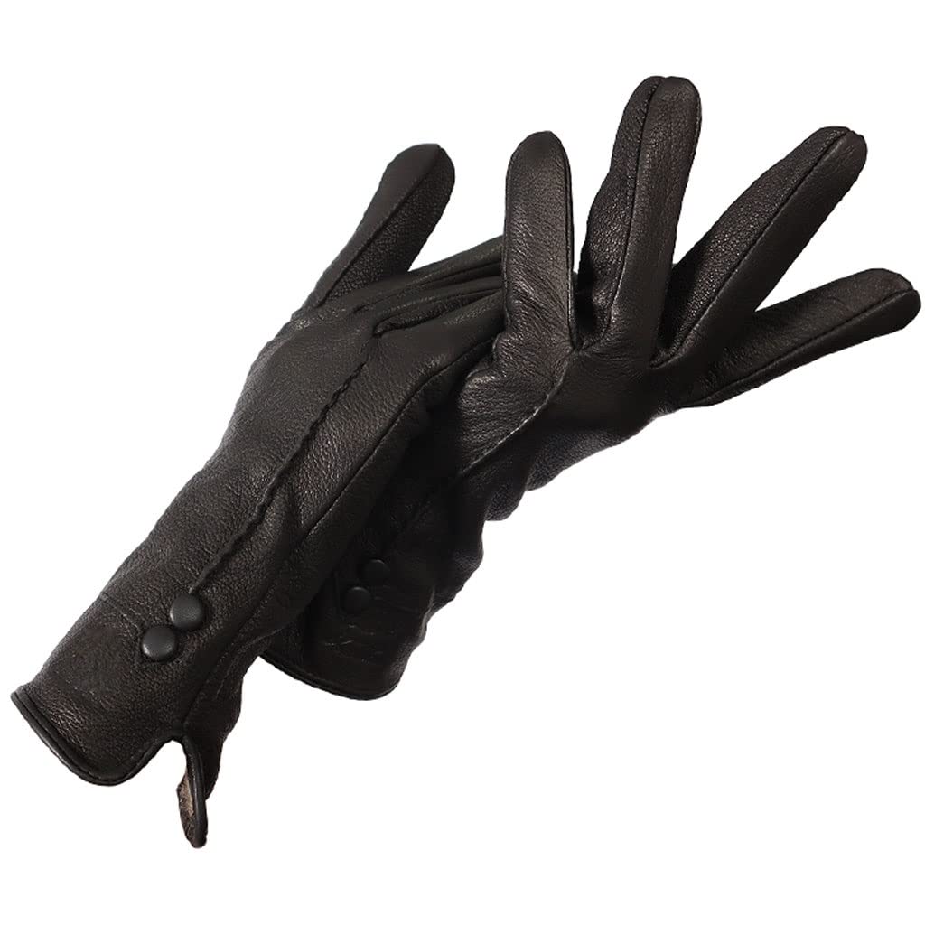 XWWDP Winter Spring Woman Gloves Genuine leather 70% wool knit lining women's mittens (Color : A, Size : 8)