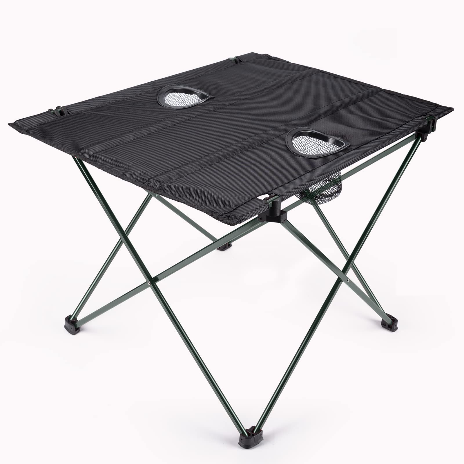 VOOVY Portable Camping Picnic Folding Tables with 2 Cup Holders, Ultralight Compact Roll Up Backpacking Tables with Carrying Bag for Outdoor Picnic, Hiking, BBQ, Party(Silver)