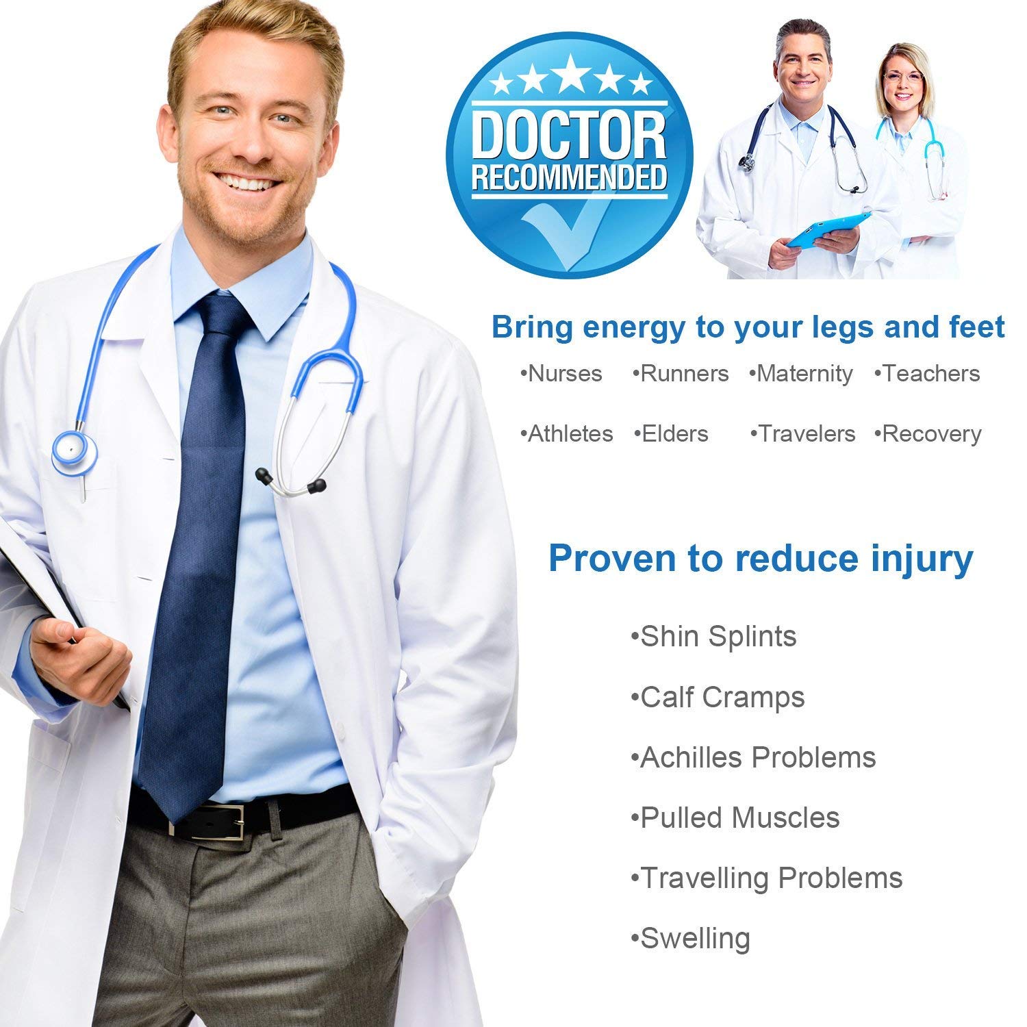 Udaily Calf Compression Sleeves for Men & Women (20-30mmhg) - Calf Support Leg Compression Socks for Shin Splint & Calf Pain Relief