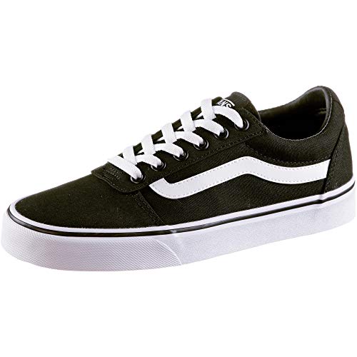 Vans Women's Sneaker, Black Canvas Black White 187, 7