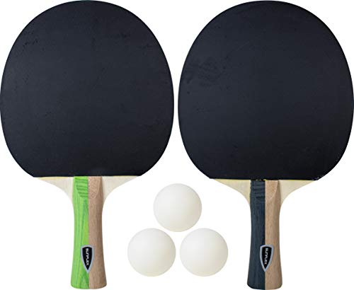 Sunflex Ping Table Tennis Set - Includes Two Table Tennis Rackets and Three 40+ Plastic Balls - Complete Ping Pong Set - for Learning Advanced Table Tennis - 2 Player Set, Green