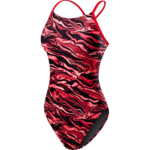 TYR Women's Standard Miramar Cutoutfit Swimsuit, Red, 34